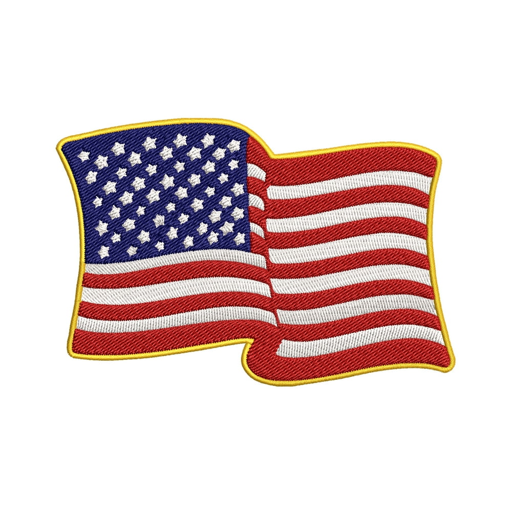 American Flag Waving Iron On Embroidered Patch