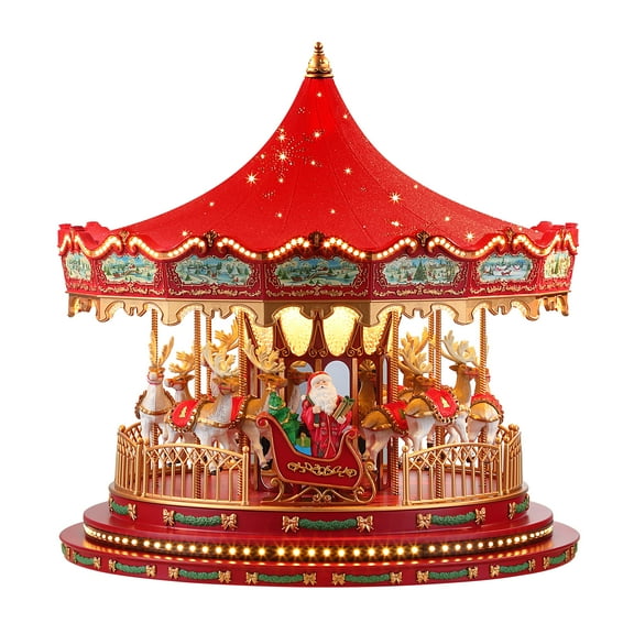 Mr. Christmas 12 in. Animated Crystal Very Merry Carousel, Red, 1 Count ...