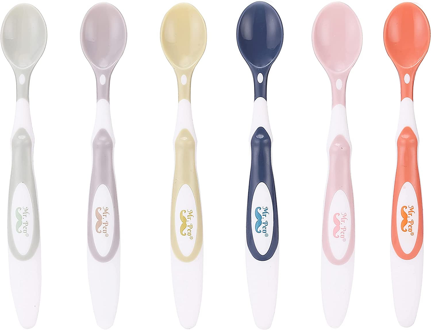 Mr. Pen- Baby Spoons, 6 Pack, Silicone Baby Spoon, Soft-Tip Baby ...