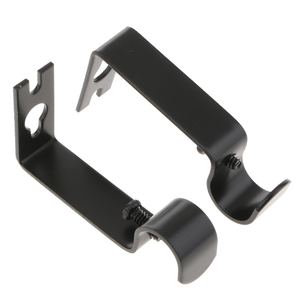 2 Pieces Adjustable Metal Curtain Pole Rod Wall Bracket lder - Walmart.com