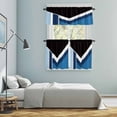 Black Blue Lines Kitchen Curtains Set for Windows, Geometric Abstract ...