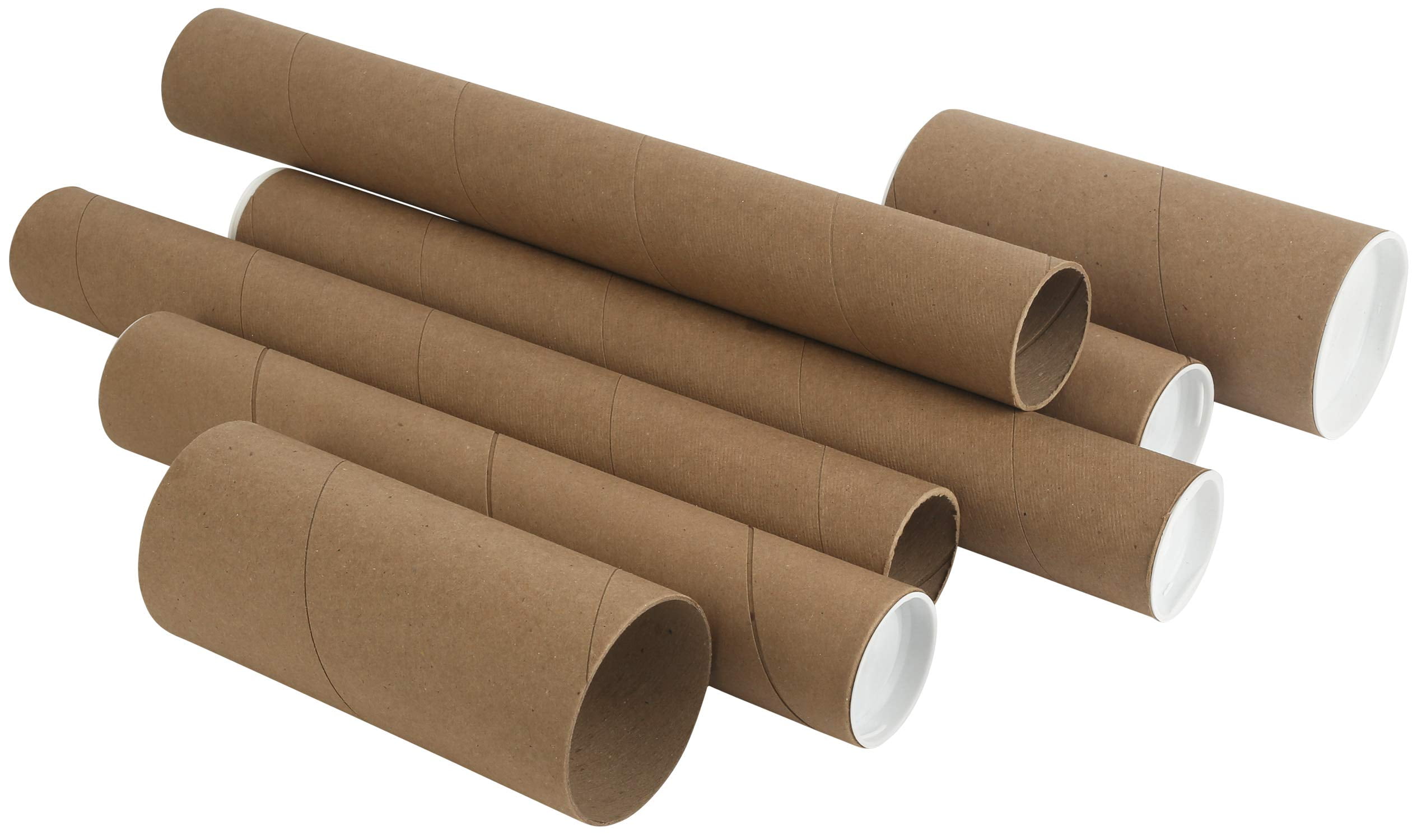 Kraft Mailing Shipping Tubes With White End Caps By MT Products