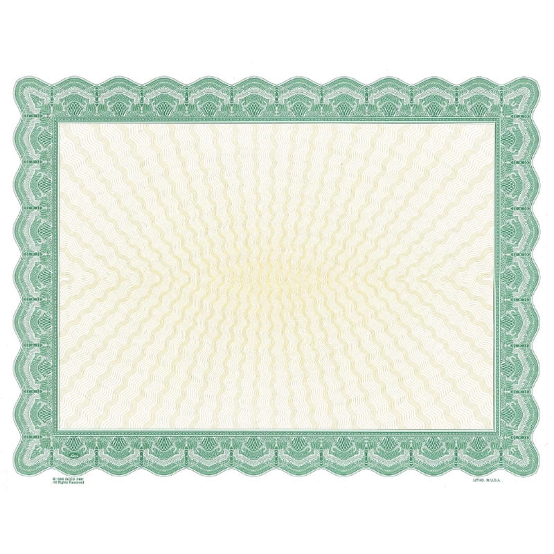 Goes 3461 Blank Certificate, Company Stock Certificate, Size 8-1/2" x ...