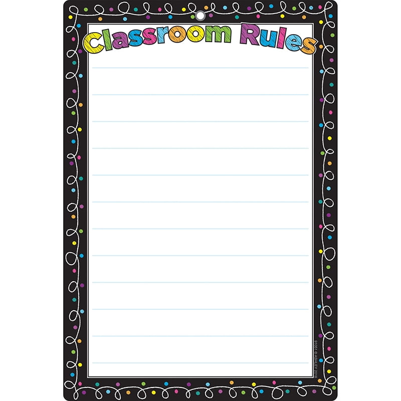 Smart Poly Chart, 13" x 19", Chalk Dots with Loops Classroom Rules, w ...