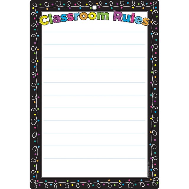 Smart Poly Chart, 13" x 19", Chalk Dots with Loops Classroom Rules, w ...