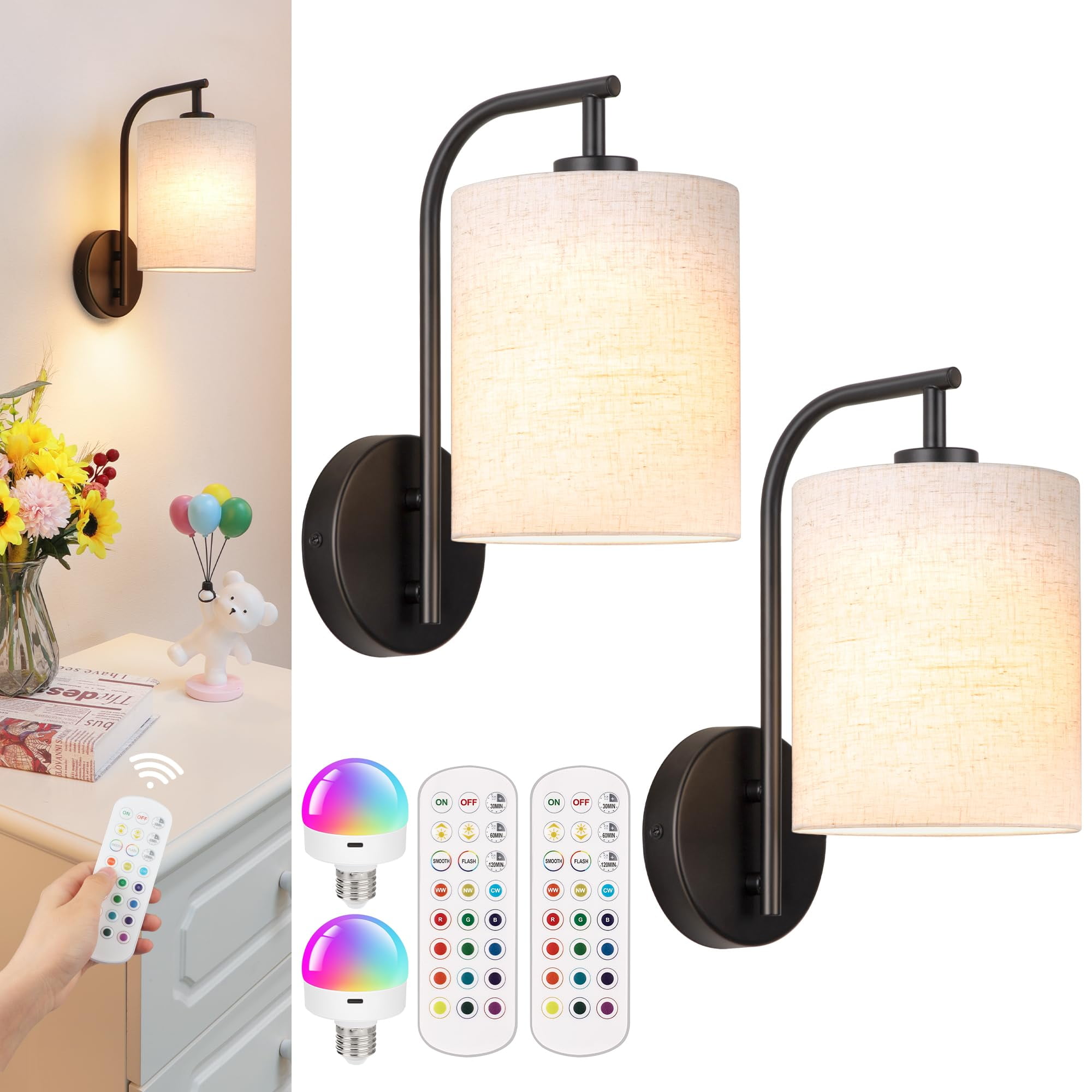 Click here for Matameye Battery Operated Wall Sconce Set Of 2  Bl... prices