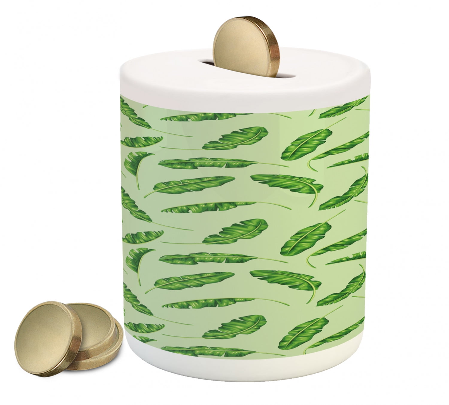 Jungle Piggy Bank, Palm Leaves Oceanic Climate Theme Florets Rainforest ...