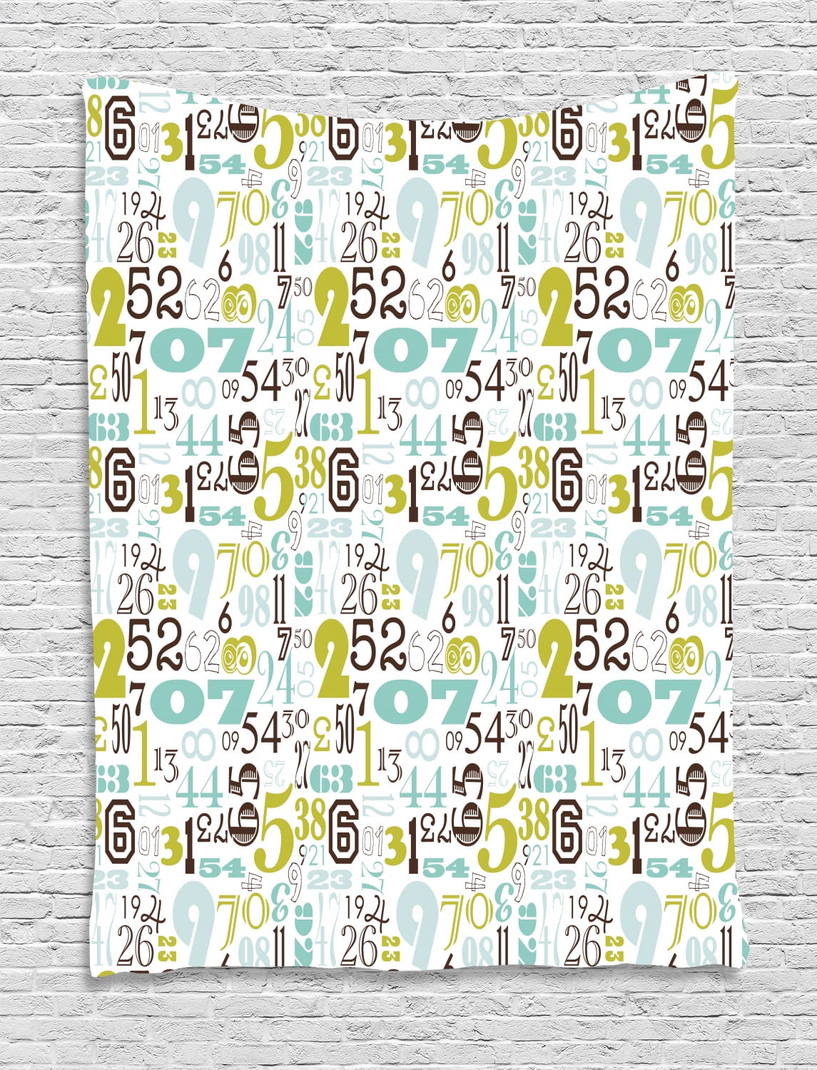 Numbers Tapestry, Typography Pattern Colorful Numerical Design Vintage ...