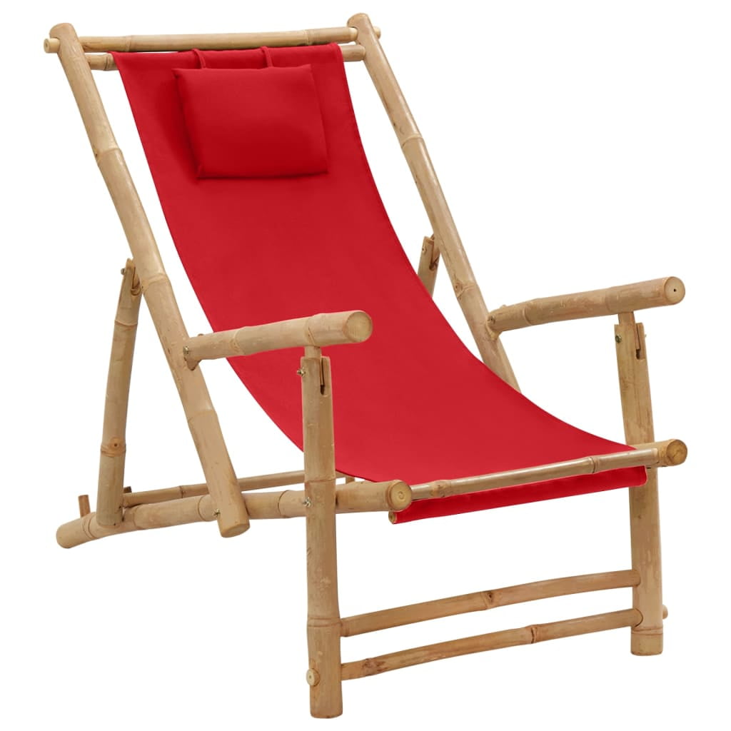 Click here for Vidaxl Deck Chair Bamboo And Canvas Red prices