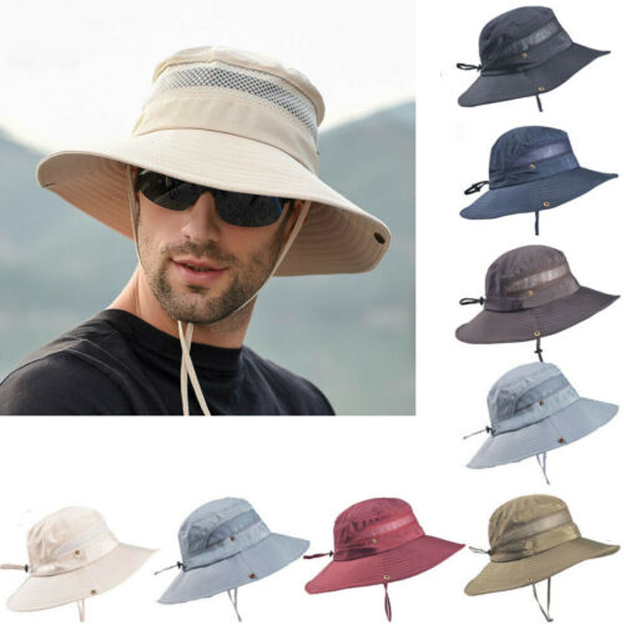 KelaJuan Unisex Cowboy Hats Wide Brim Mesh Bucket Hats with UV ...