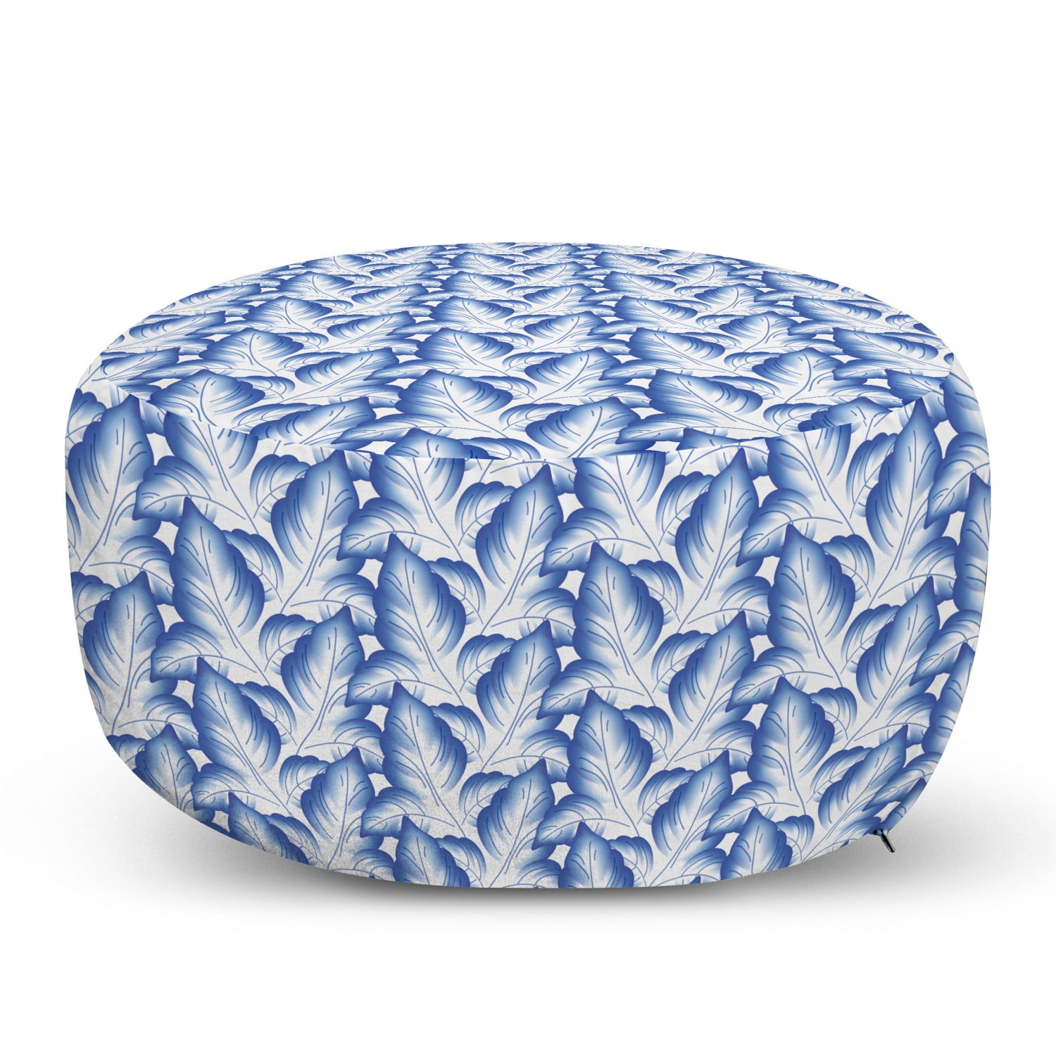 Russian Pouf Cover with Zipper, Flower Leaves Porcelain Style Graphic ...