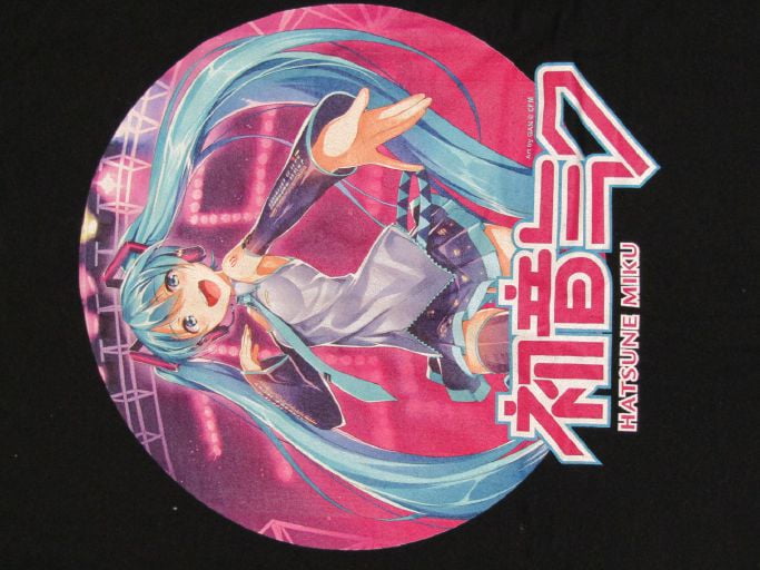 Buy Hatsune Miku Anime Cartoon Circle Frame Black Graphic Tee- S Online ...