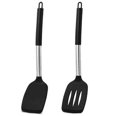 HIC Non-Stick Angled Fish Turner Slotted Spatula, Silicone with ...