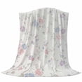 Blue Purple Flowers Fleece Throw Blanket Rustic Light Purple Blue Pink ...