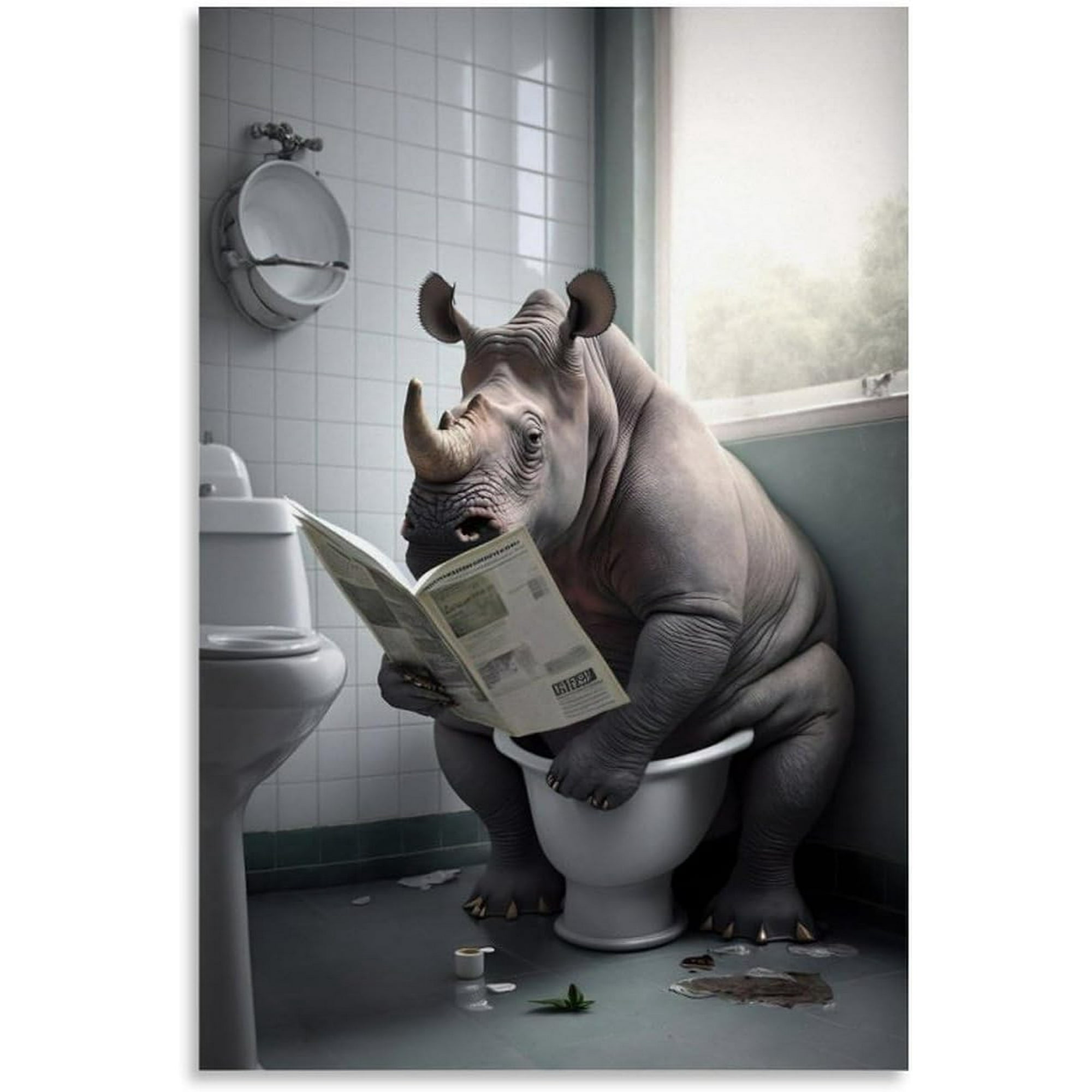 Click here for Pphaosho Rhino Reading Newspaper Kids Humor Funny... prices