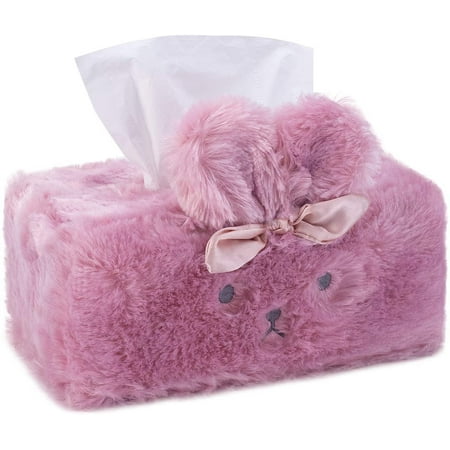 Lishi Cute tissue box cover, decorative fluffy plush cover, desk ...