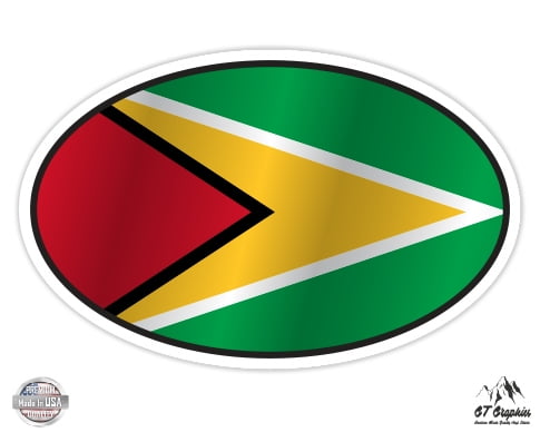Guyana Flag Oval - 5" Vinyl Sticker - For Car Laptop I-Pad - Waterproof ...