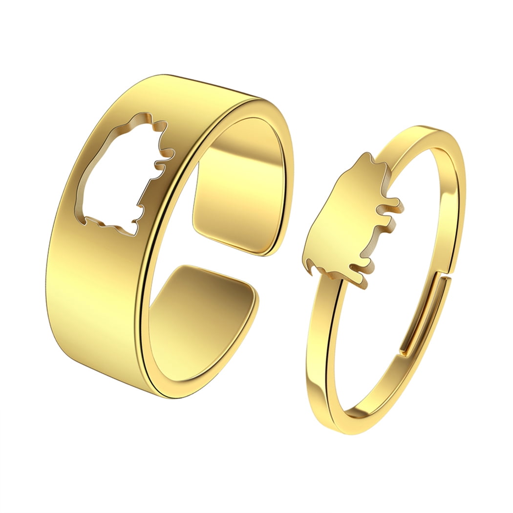 2pcs Pig Matching Promise Ring Animals Engagement Rings for Couples Men ...