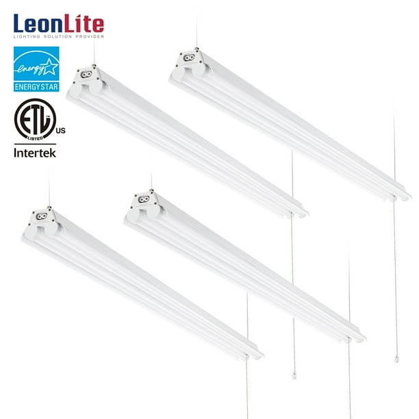 LEONLITE 4 Pack 4ft 40W Linkable LED Shop Light, LED Garage Shop Light ...