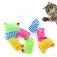 2Pcs Flexible Coils Spring Cats Toy with Plush Bright Colored Captures ...