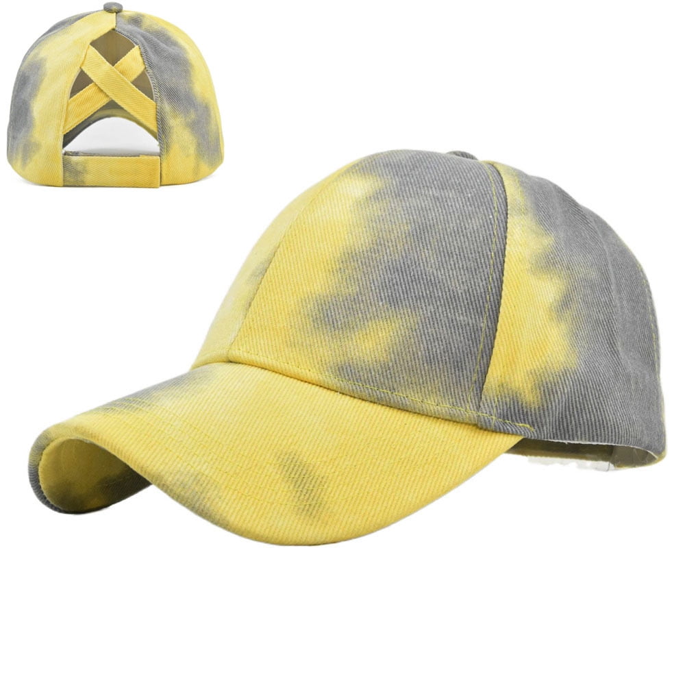 Baseball Caps for Women, Adjustable Cotton Denim Hat for Bundle Hair ...