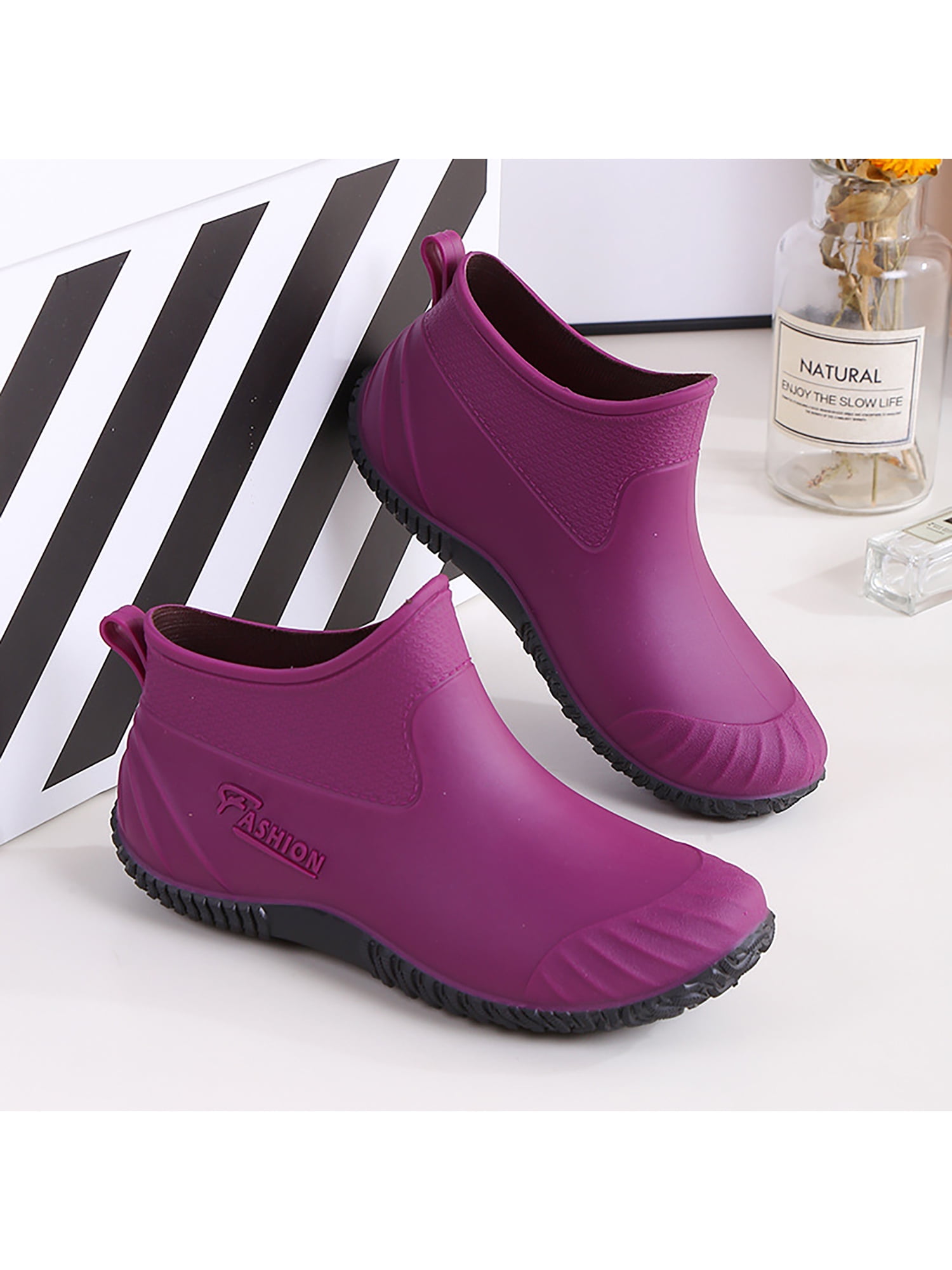 Gomelly Women's Ankle Boots Nonslip Rain Shoes Waterproof Work Shoes ...