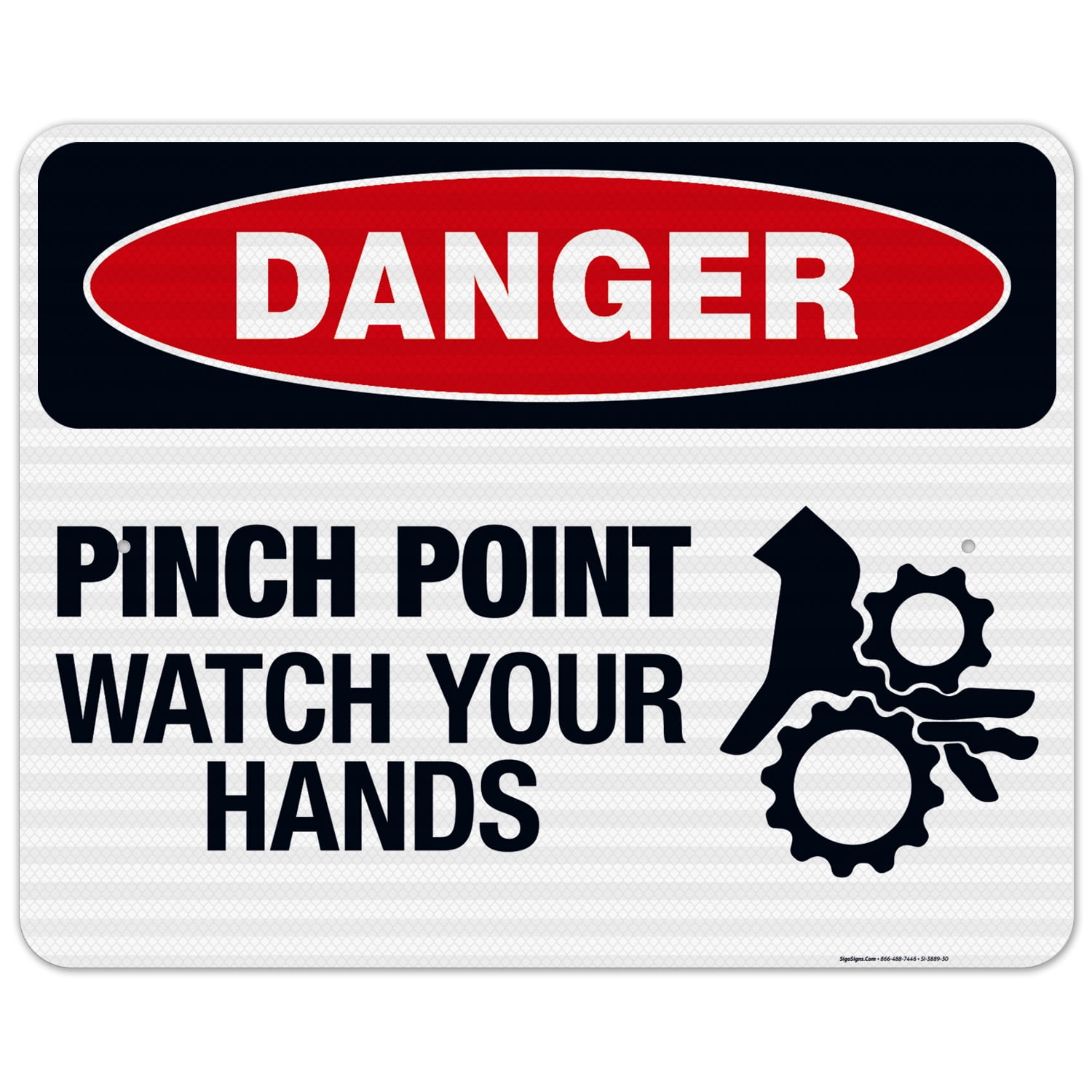 Pinch Point Watch Your Hands Sign, OSHA Danger Sign, 24x30 Reflective ...