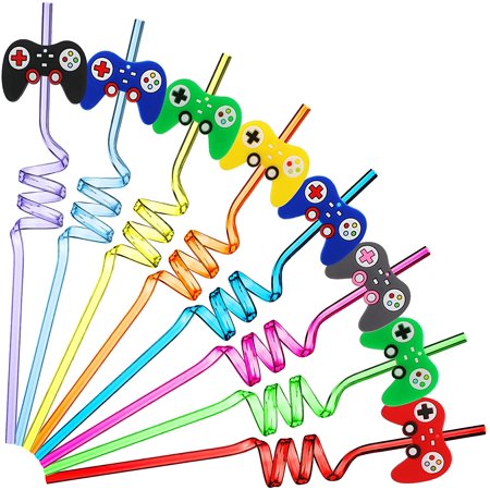 24 Pieces Video Game Straws Reusable Game Straws 3D Character Video ...