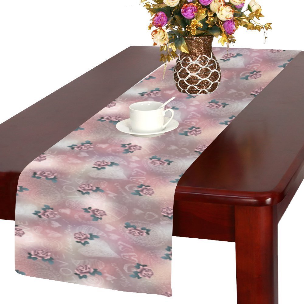 MYPOP Pink Rose Flower Table Runner Placemat 14x72 inches, Marriage ...