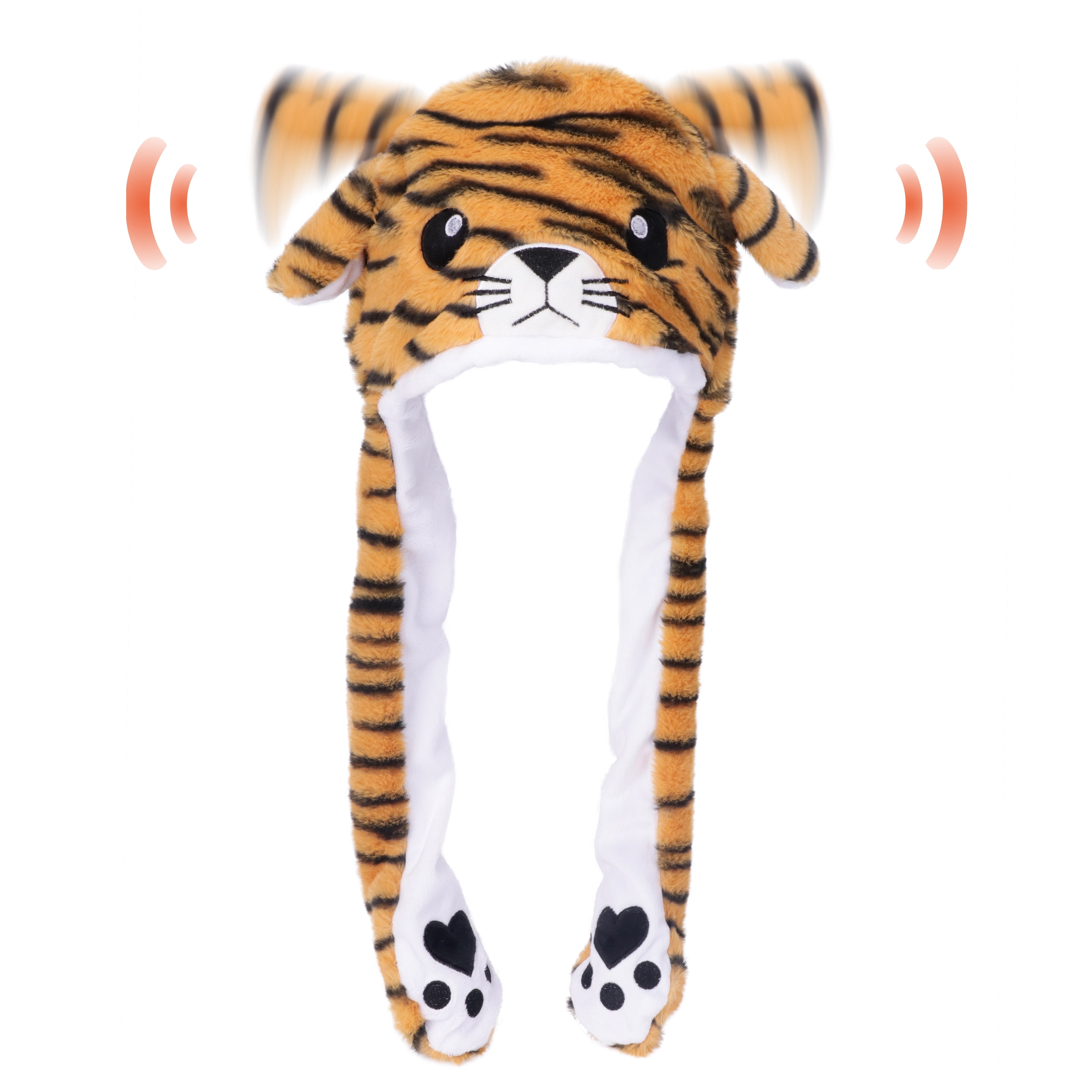 Animal Hat Plush with Ears Moving Jumping Movable Tiger Ears Hat Dress ...