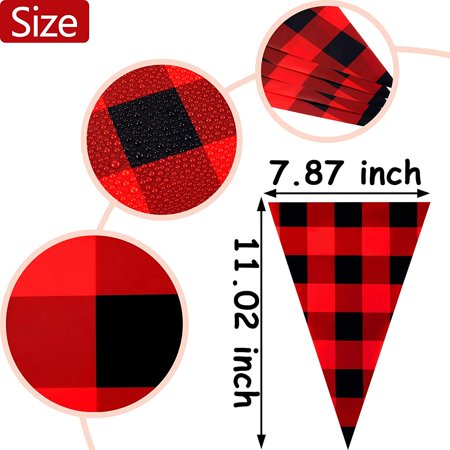 Christmas Buffalo Plaid Banner Plastic Red and Black Checkered Pennant ...