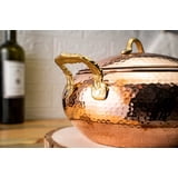 Handmade Solid Copper Cooking Pot with Lid & Brass Handle Heavy Duty ...