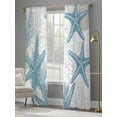 Blue Starfish Coastal Sheer Curtains for Living Room Bedroom Nautical ...