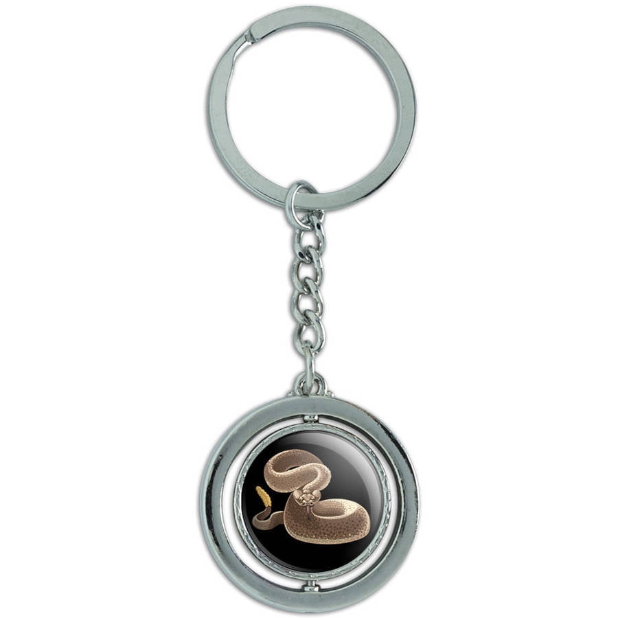 Rattlesnake Venomous Snake Spinning Round Metal Key Chain Keychain Ring ...