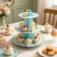 3-Tier Cardboard Cupcake Stand with Gold Rim Accent, Disposable Dessert ...