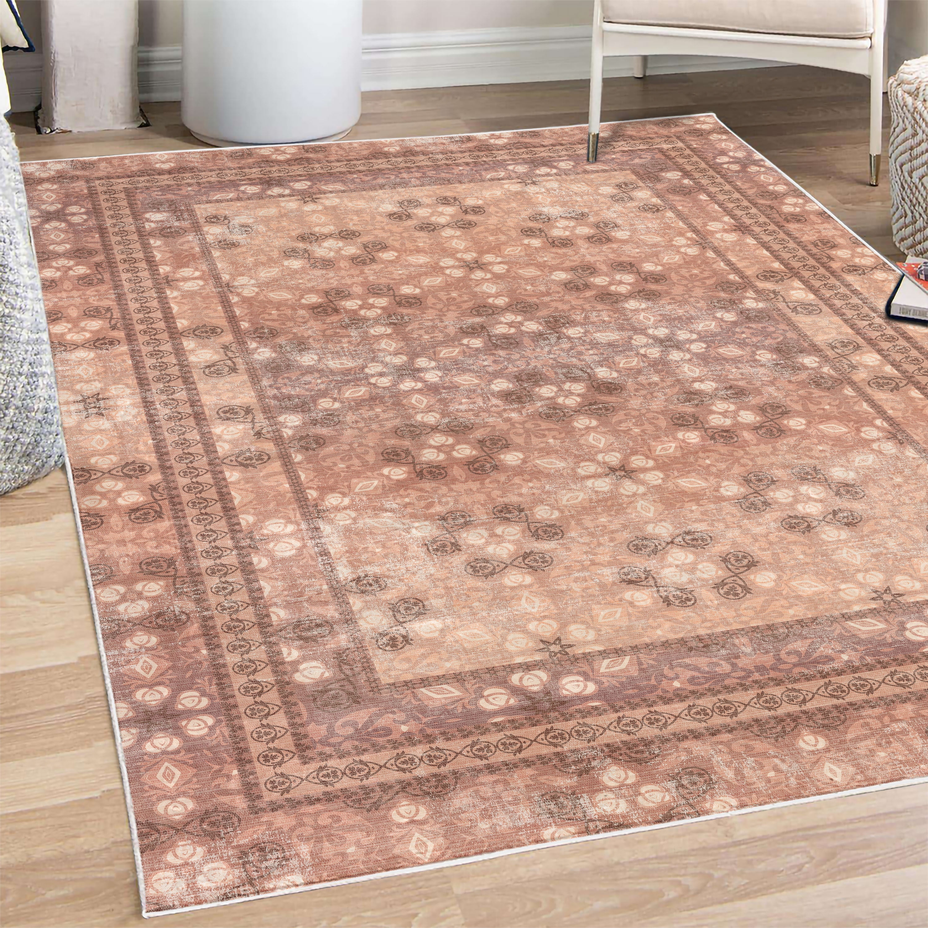 Vintage Decorative Rug, Nostalgic Retro Floral Petals Pastel Look ...