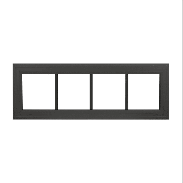 Double Pane Transom Window 48" x 12" Fixed Window with Grids Black ...