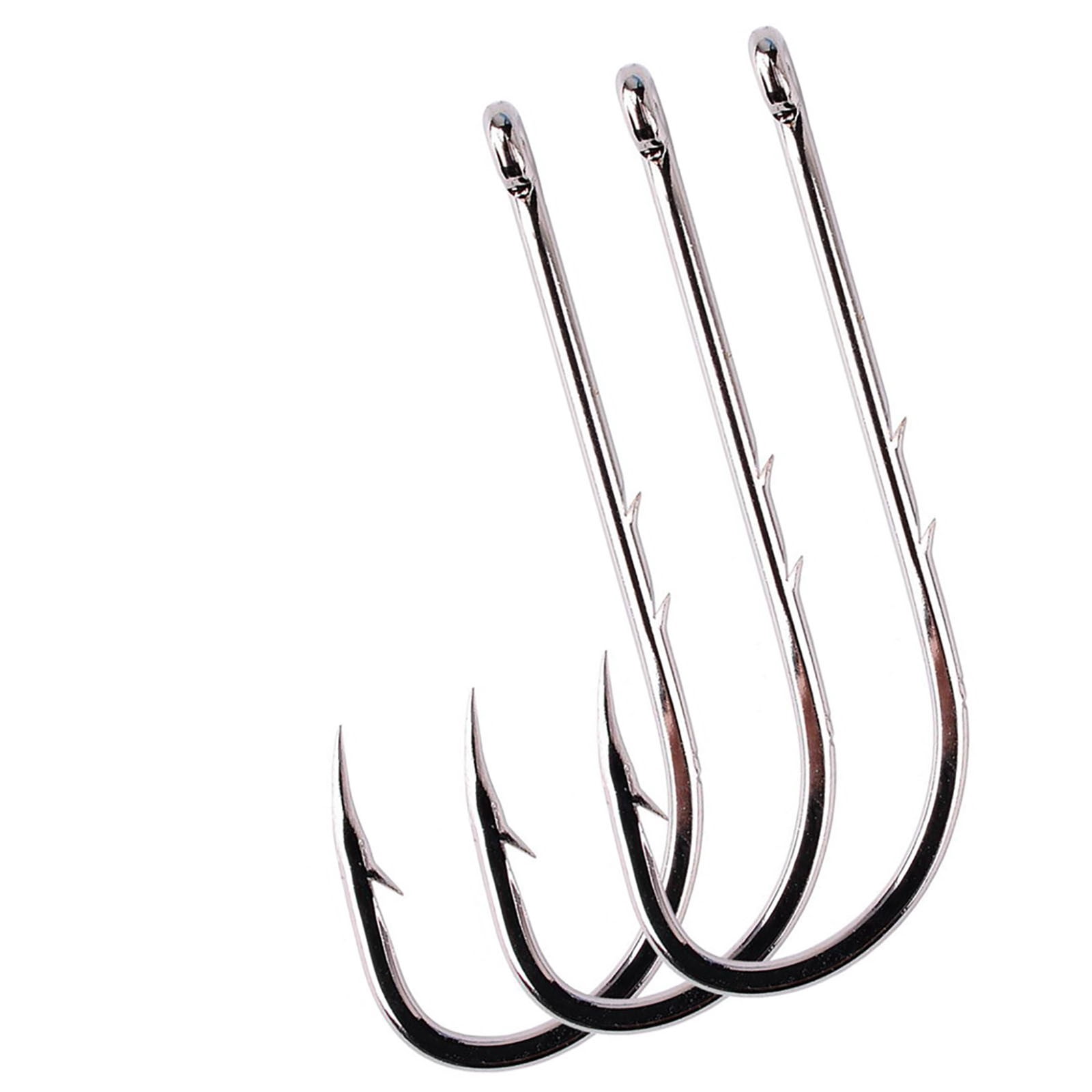 50pcs Long Shank Fishing Hook Straight Handle High Carbon Steel Sharp ...