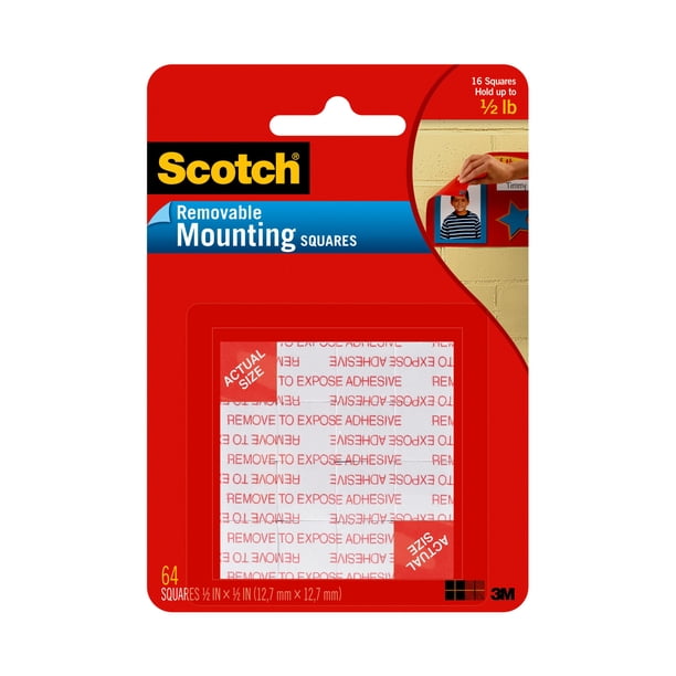 Scotch Mounting Squares, 1/2 in. x 1/2 in., Black, 64/Pack - Walmart.com