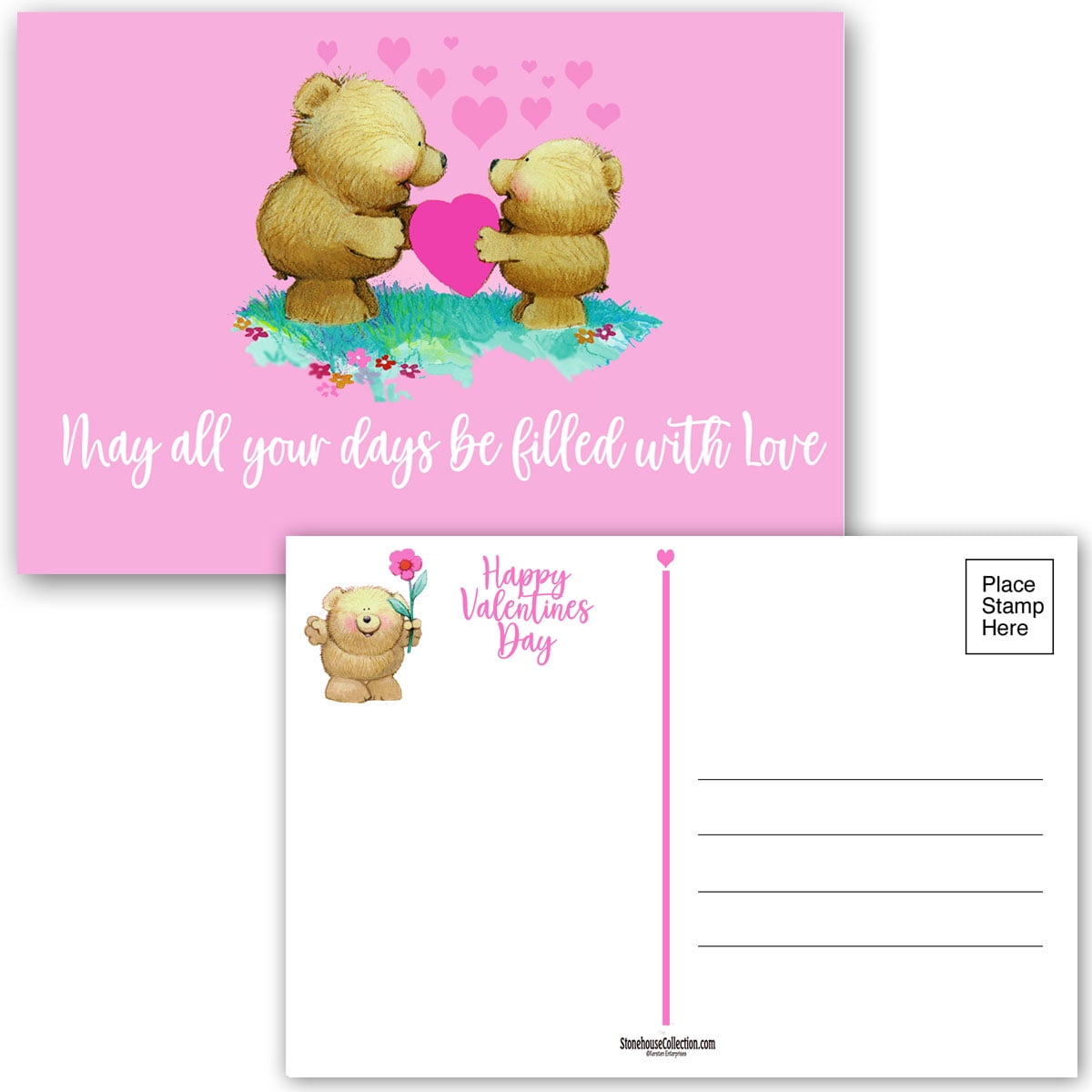 Sweet Valentines Day Postcards - 4 x 6 Valentine's Postcards 40 Count ...