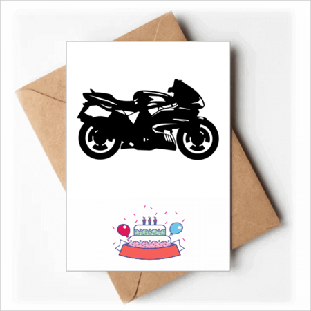 Motorcycle Mechanical Black Illustration Happy Birthday Greeting Cards ...