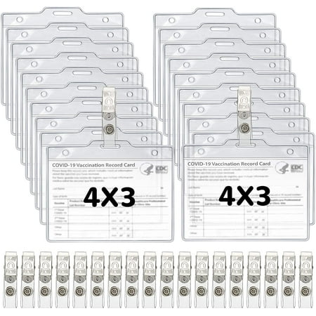 10 Pieces Card Protector with Clip for 4 x 3 ID Badge Name Tag Card ...