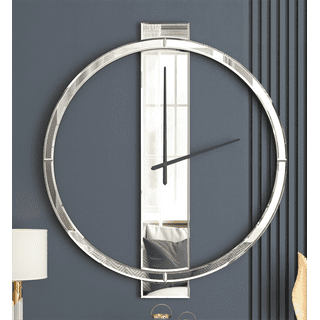 Round Mirror Wall Clock - 32" Modern Large Clocks Mirrored Wall Decor ...
