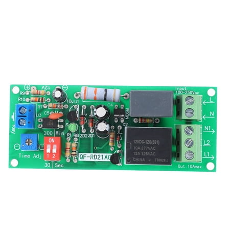 Delay Off Relay Module 100-220V AC Delay Off Time Relay Module Timer Switch Board 0-300min ...