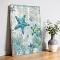 Blue Teal Starfish Coastal Canvas Wall Art for Living Room, Summer ...