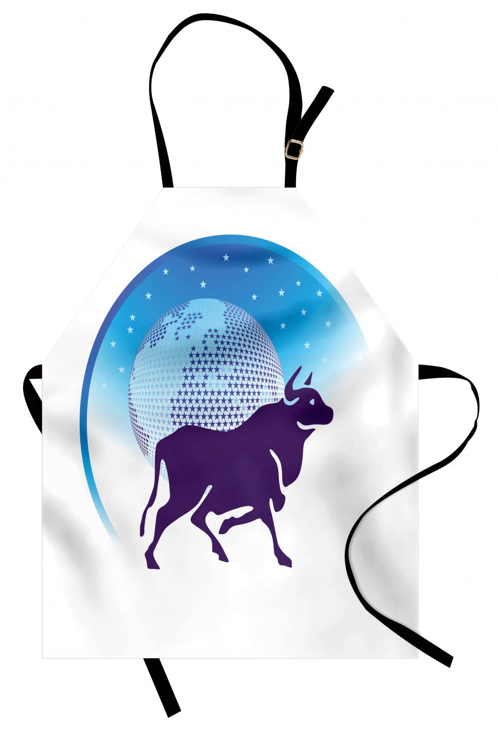 Zodiac Taurus Apron Earth Globe with Stars and Dark Bull Animal ...