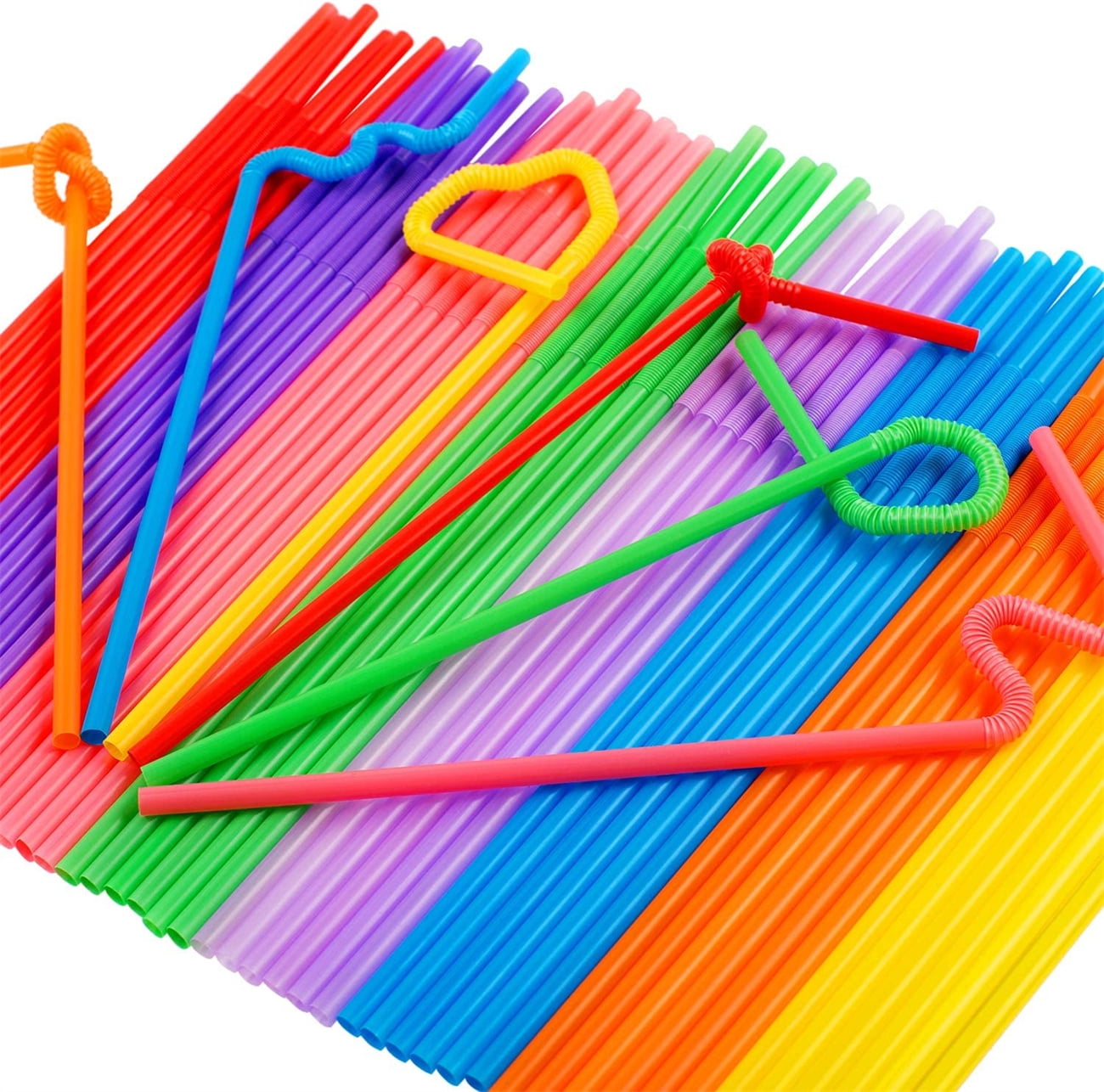 Happon 300Pack Plastic Drinking Straws,Flexible Plastic Straws ...