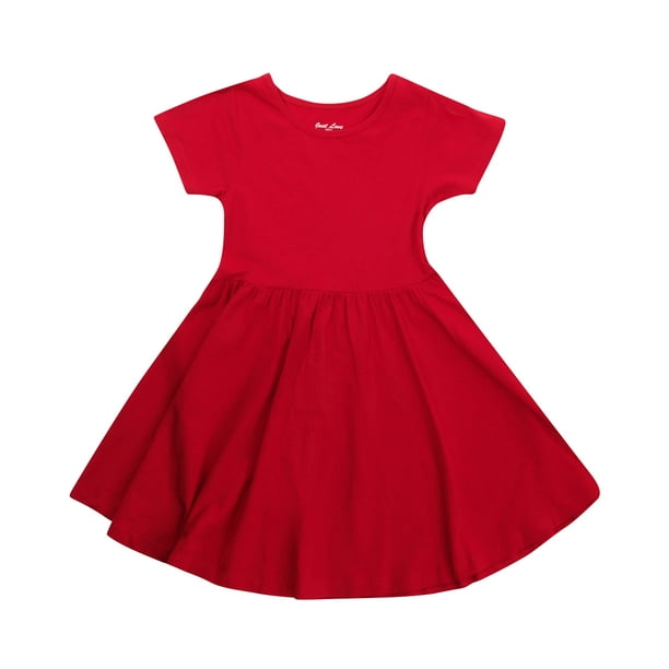 Just Love Girls Twirl Dress Girls Short Sleeve Twirly Skater Dress Tie ...