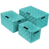 Weave Stackable Basket Set, 3 Pieces - Aqua - Walmart.com