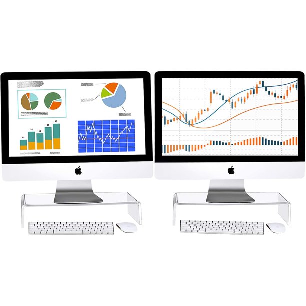 2 Pieces Clear Acrylic Computer Monitor Stand Holder Acrylic Stand ...